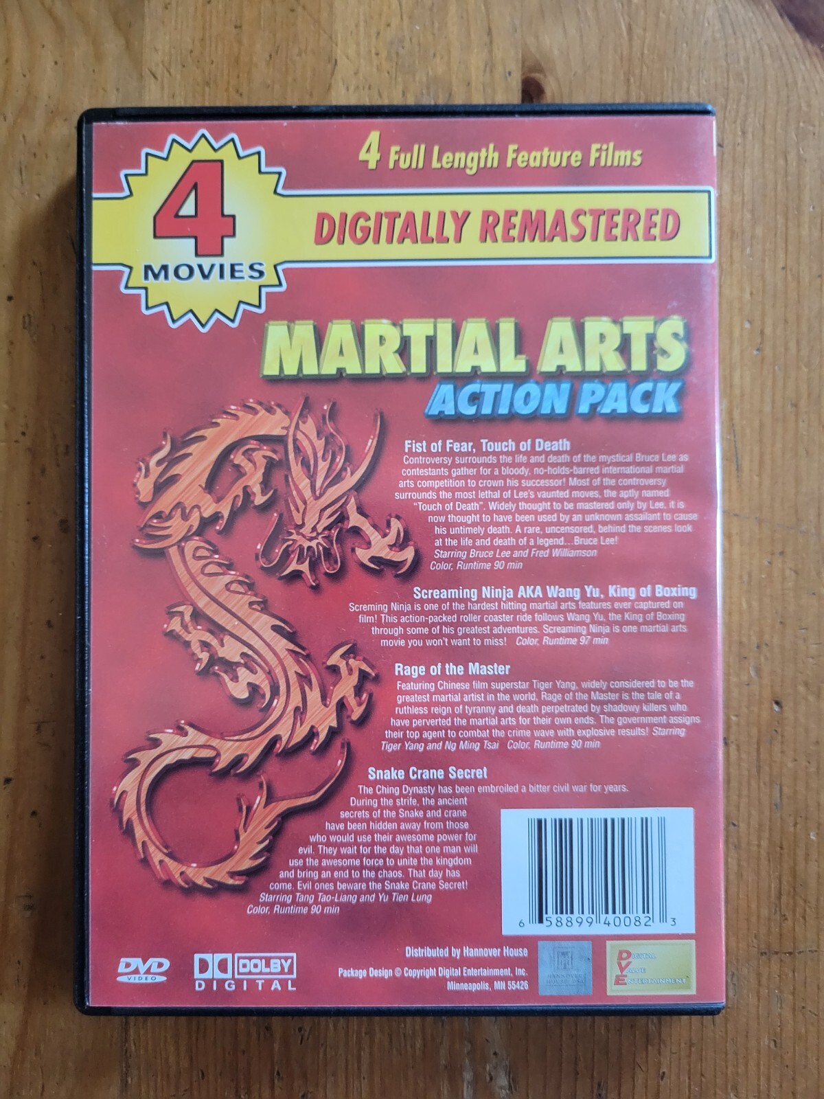 Martial Arts Action Pack 4 Movie Collection DVD 2-Disc Set - Fist Of ...