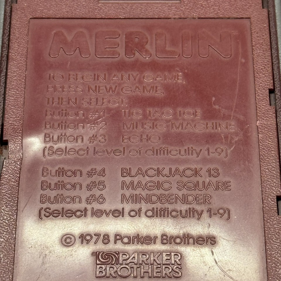 1978 Merlin Electronic Wizard Parker Brothers Vintage Hand Held Game ...