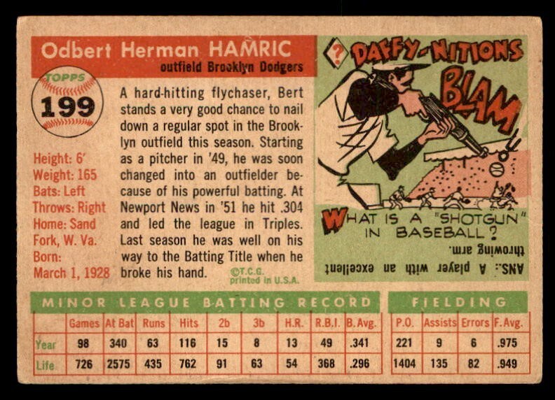 1955 Topps Baseball #199 Bert Hamric GD *gg3 | eBay