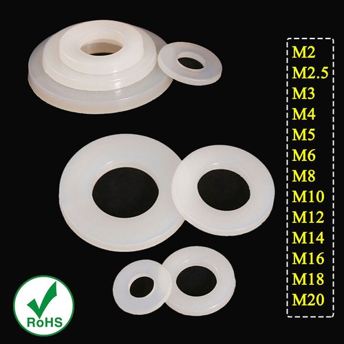 M2 ~ M20 White Plastic Nylon Plain Flat Washers Penny Washers Mudguard ...