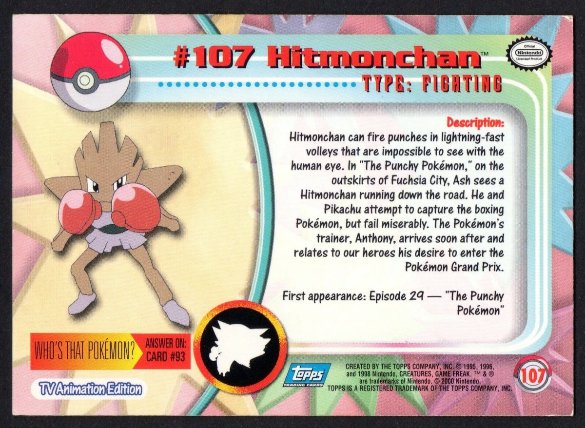 Hitmonchan Pokemon Card Topps