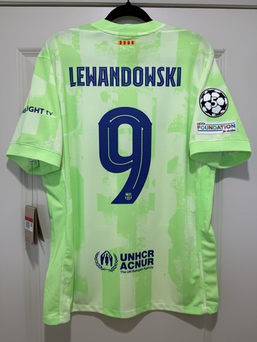 Lewandowski #9 Mens LARGE Nike FC Barcelona Third Stadium UCL Jersey | eBay