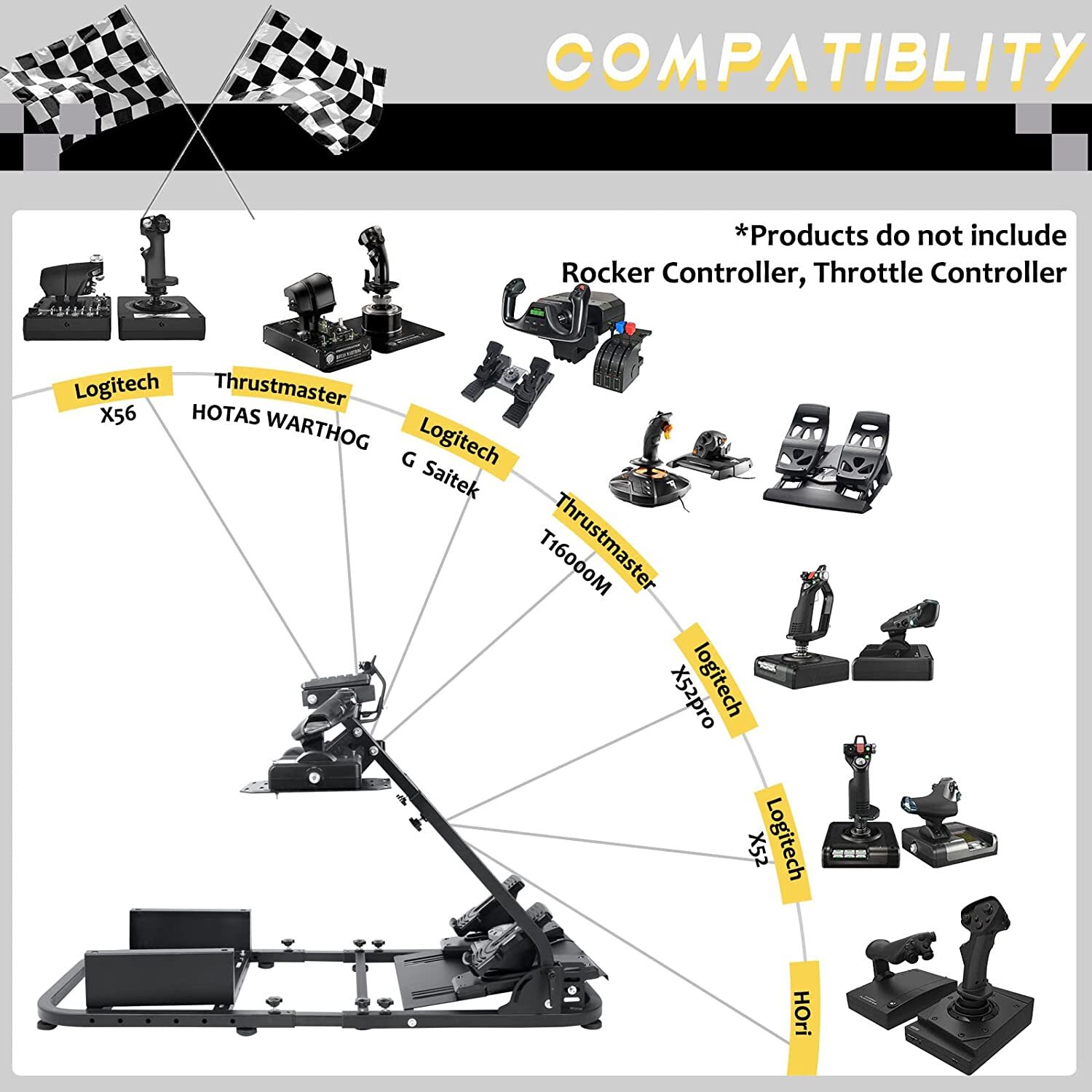 USED-Flight Game Stand fit Logitech X52 X52PRO X56 rocker Tumasit A10 ...