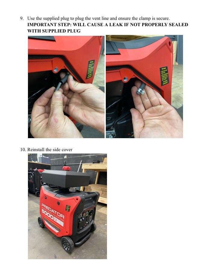 Predator Generator gas tank extended run time kit auxiliary fuel tank ...