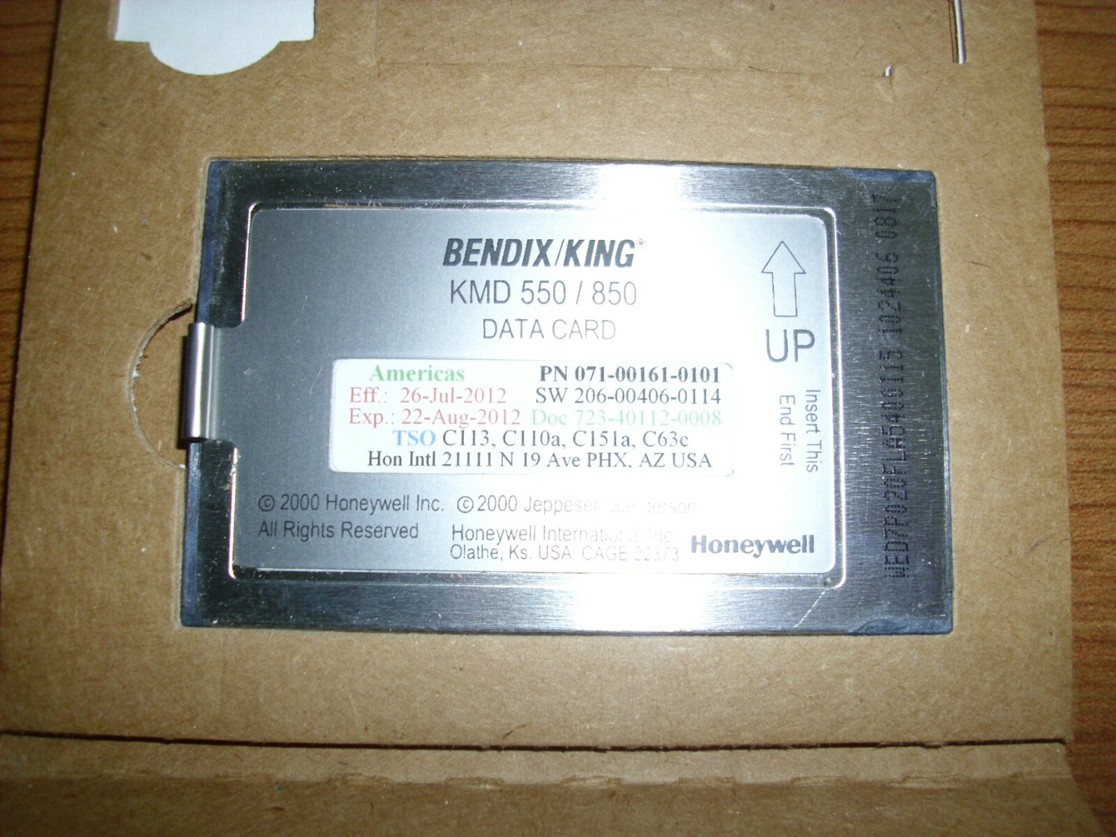 Bendix King KMD 550/850 071-00161-0101 Data Card Exp 22-Aug-2012 | eBay