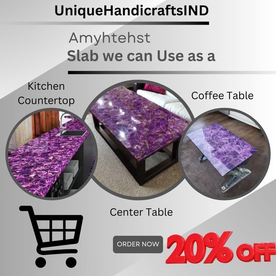 Amethyst Stones Countertop / Dining Table, Purple Amethyst stone ...