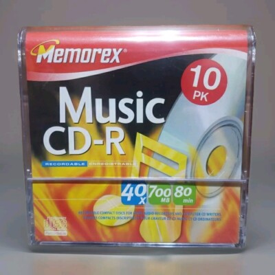 Memorex Music CD-R Recordable 10 Pk 40X 700MB 80 Min New -Sealed | eBay