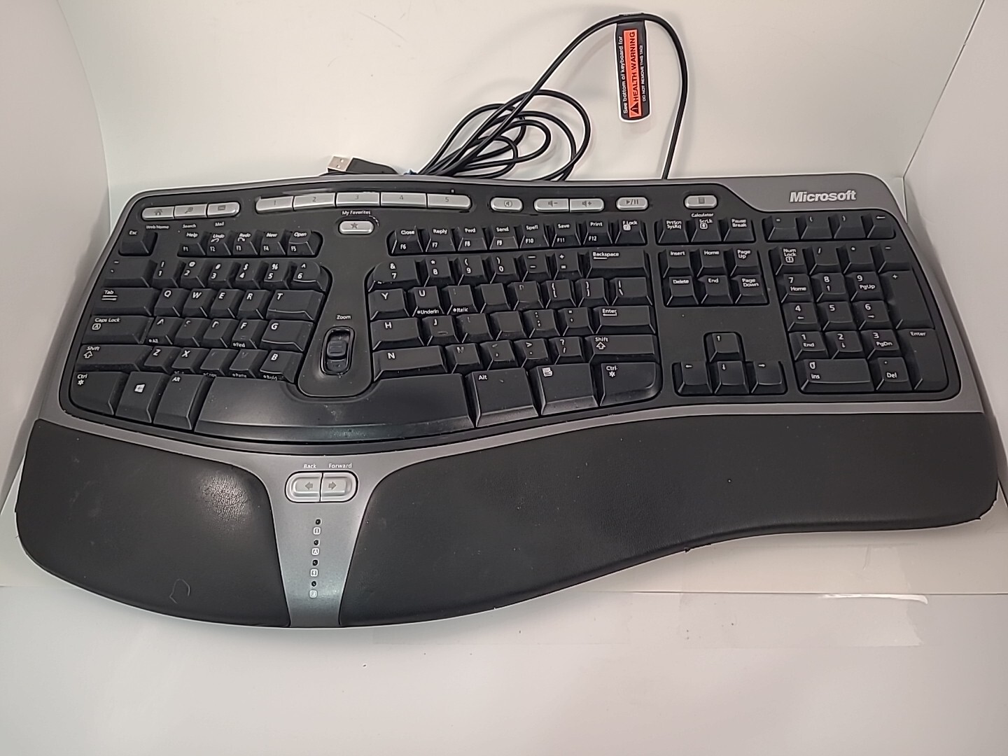 Microsoft Natural Ergonomic Keyboard 4000 v1.0 KU-0462 USB Wired Tested ...