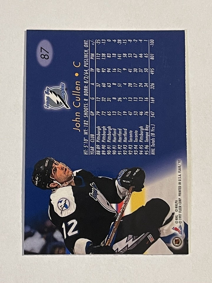 1996-97 Fleer Flair All Star Hockey #87 John Cullen Tampa Bay Lightning ...