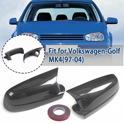 2x Carbon Fiber OX Horn Mirror Cover Caps For VW Jetta Golf Mk4 Passat ...