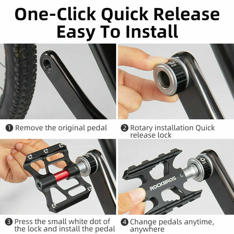 ROCKBROS Mountain Bike Bicycle Pedals Quick Release CNC Sealed Bearings ...