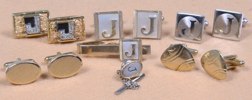 (6) Men's Vintage Goldtone & Silvertone Initial "J" Cuff Links: Mother ...