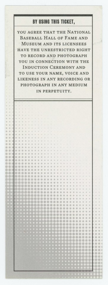 Baseball Hall of Fame 2017 HOF Induction VIP Ticket Section 3 MLB | eBay