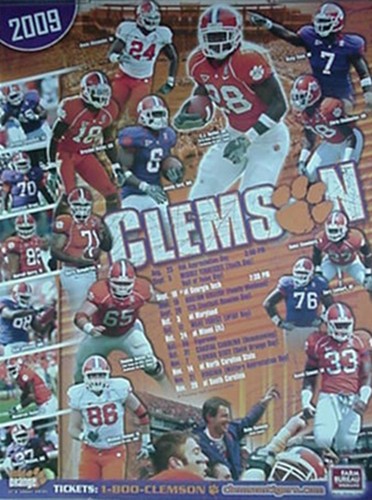 2009 CLEMSON FOOTBALL POSTER - C.J. SPILLER, JACOBY FORD, RICKY SAPP, M ...