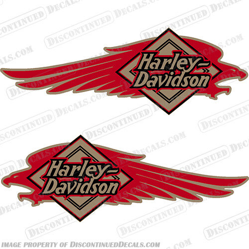Fits Harley-Davidson FXSTC Softail Decals Gold / Red - Fuel Tank Decals ...