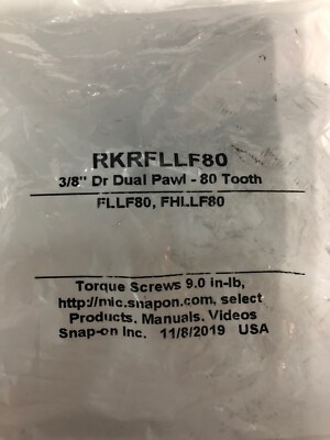 Snap-on Tools Ratchet Repair Kit Fits FLLF80 And FHLLF80 - RKRFLLF80 | eBay