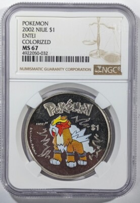 2002 Niue Pokemon Coin - ENTEI Colorized NGC MS67 | eBay