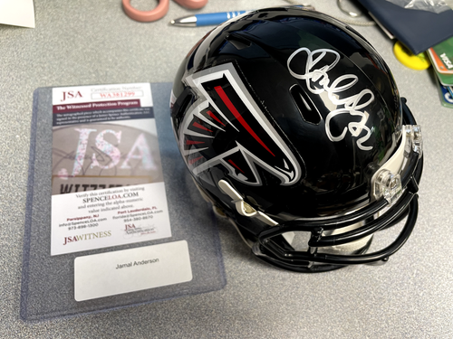 Jamal Anderson Autographed Atlanta Falcons Mini Helmet JSA COA Signed ...