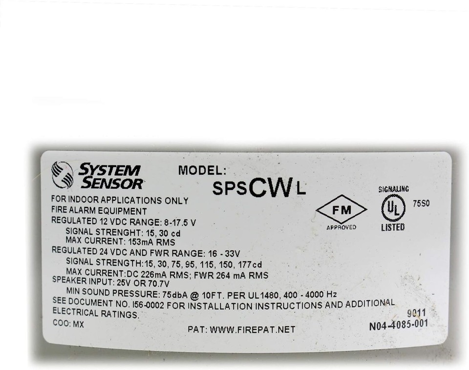 System Sensor SPSCWL Ceiling Mount Speaker Strobe, Clear Lens, White | eBay