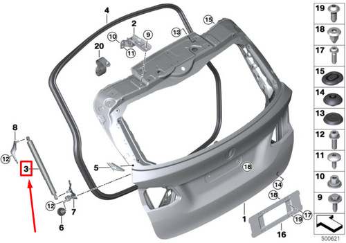 NEW BMW 2 F45 TRUNK LID GAS PRESSURIZED SPRING 51247300791 7300791 ...