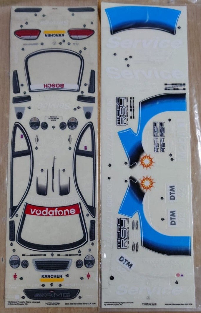 Vintage (HPI 9609-001 + 002) Micro RS4 Mercedes Benz CLK DTM Decal ...