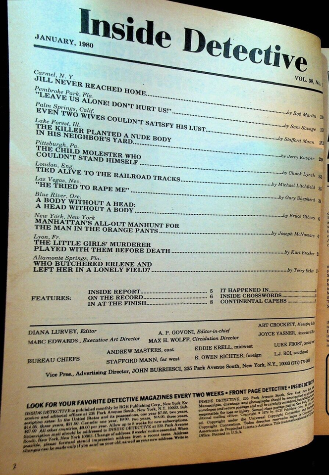 Inside Detective Magazine January 1980 Allen Lewis Jacques Mesrine | eBay