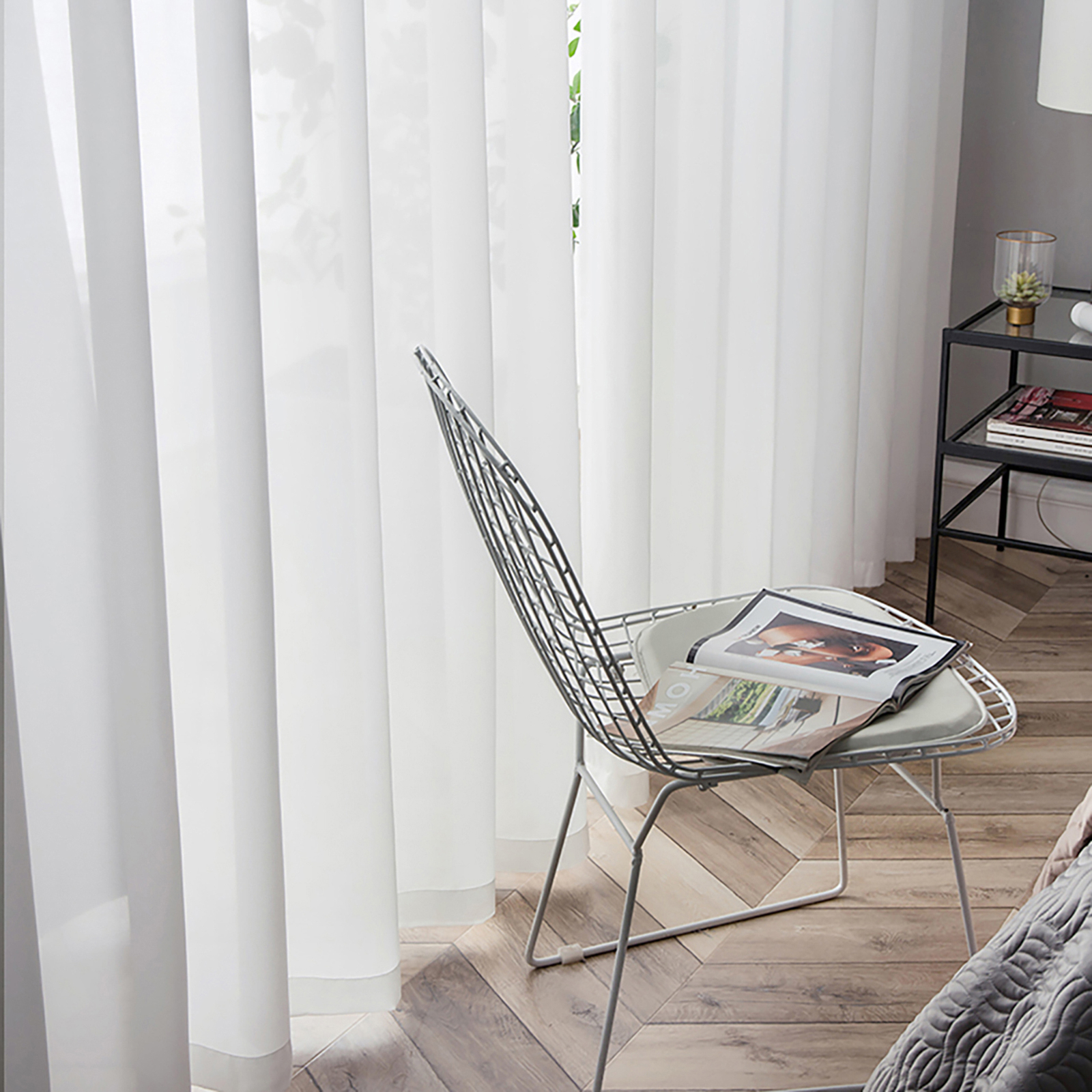 Festnight 2PCS 225*140cm Solid Color Curtains Polyester Fiber Grommet ...