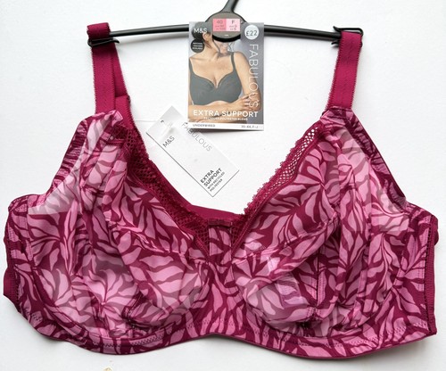 BNWT M&S Pink Underwired Non-Padded Extra Support Bra Lingerie Size 40F ...
