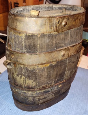 Rustic Antique Primitive Wooden Staved Barrel Canteen Keg Flask 9 x 6-3 ...