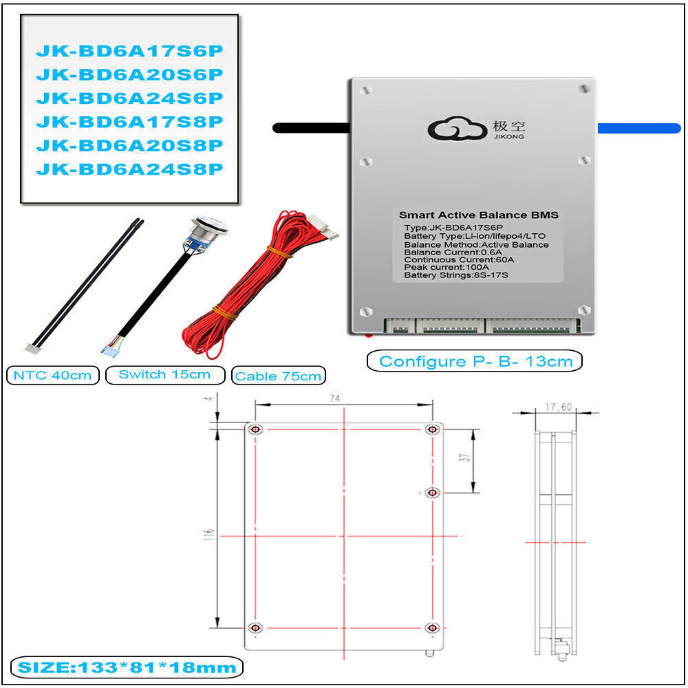 JK Smart BMS Active Balance BMS Li-Ion LiFePo4 LTO Battery Energy ...