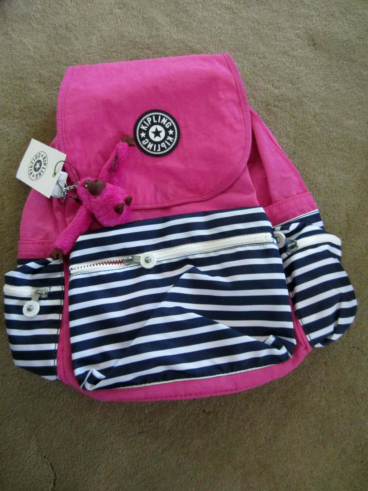 Kipling EZRA Backpack K10291 Superb Stripe Pink New with tag authentic ...
