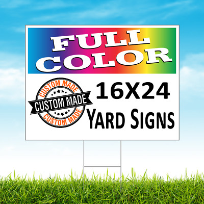 48 16x24 Full Color, Double Sided Custom Yard Signs WITH Stakes | eBay