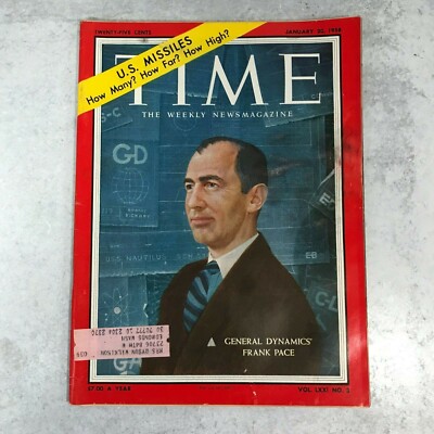 VTG 50s TIME Magazine January 20 1958 General Dynamics' FRANK PACE ...