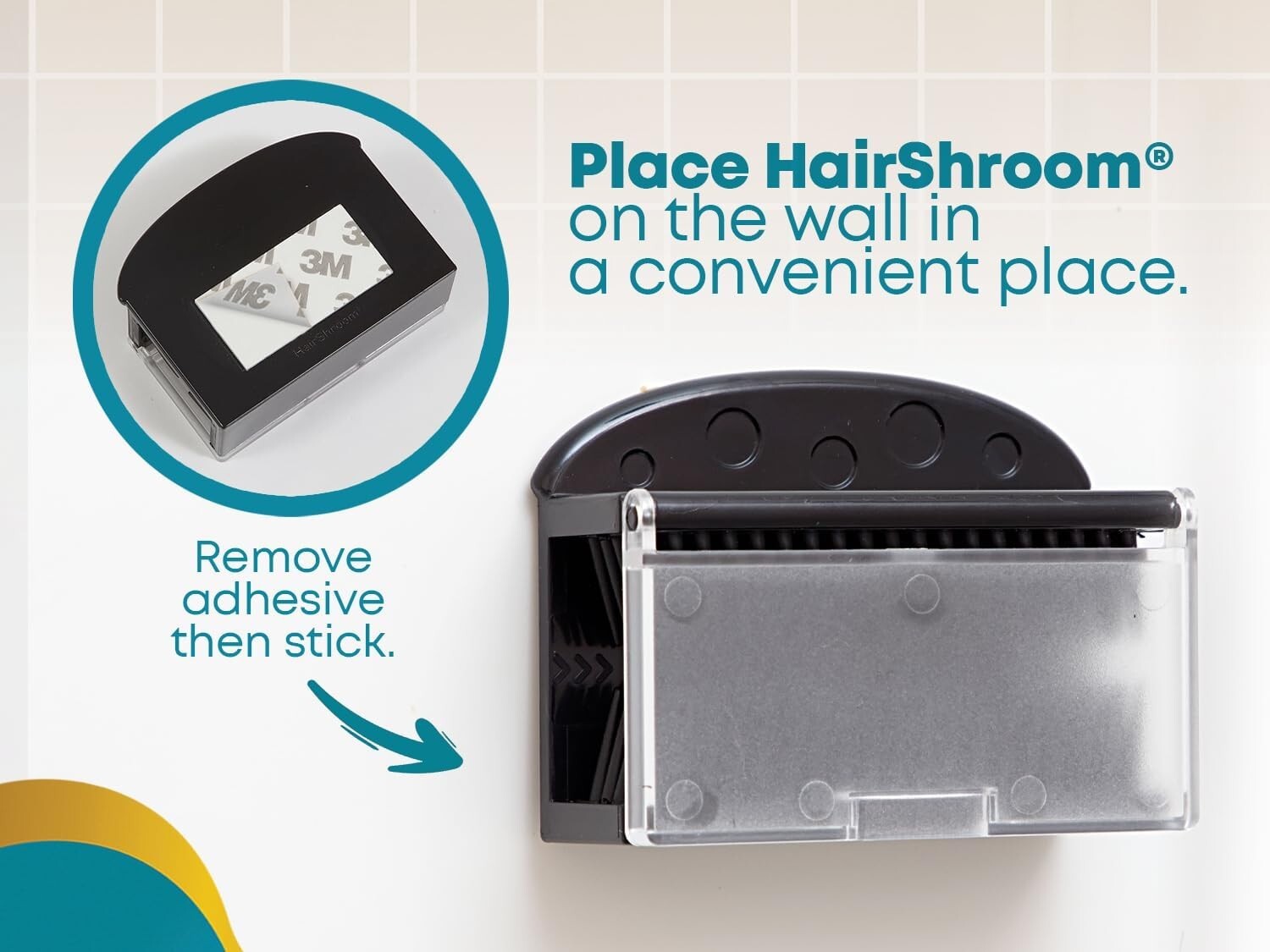 HairShroom - Reusable Shower & Bathtub Wall Hair Catcher Hair Grabber ...