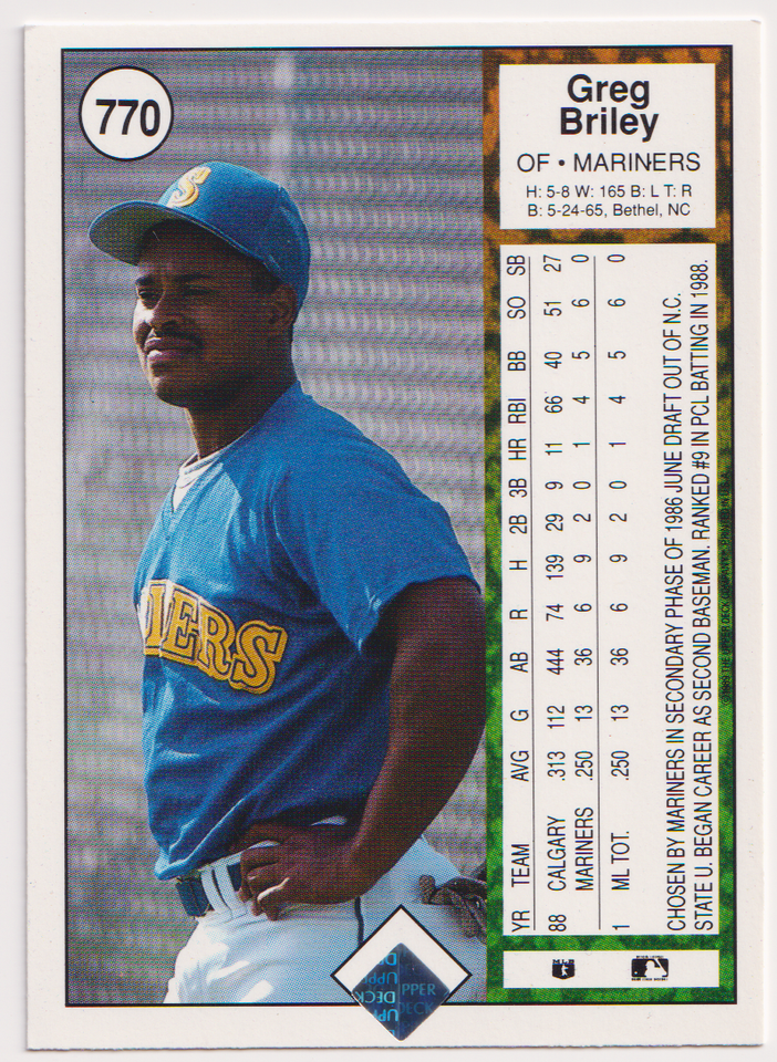 1989 Upper Deck #770 Greg Briley RC Seattle Mariners | eBay
