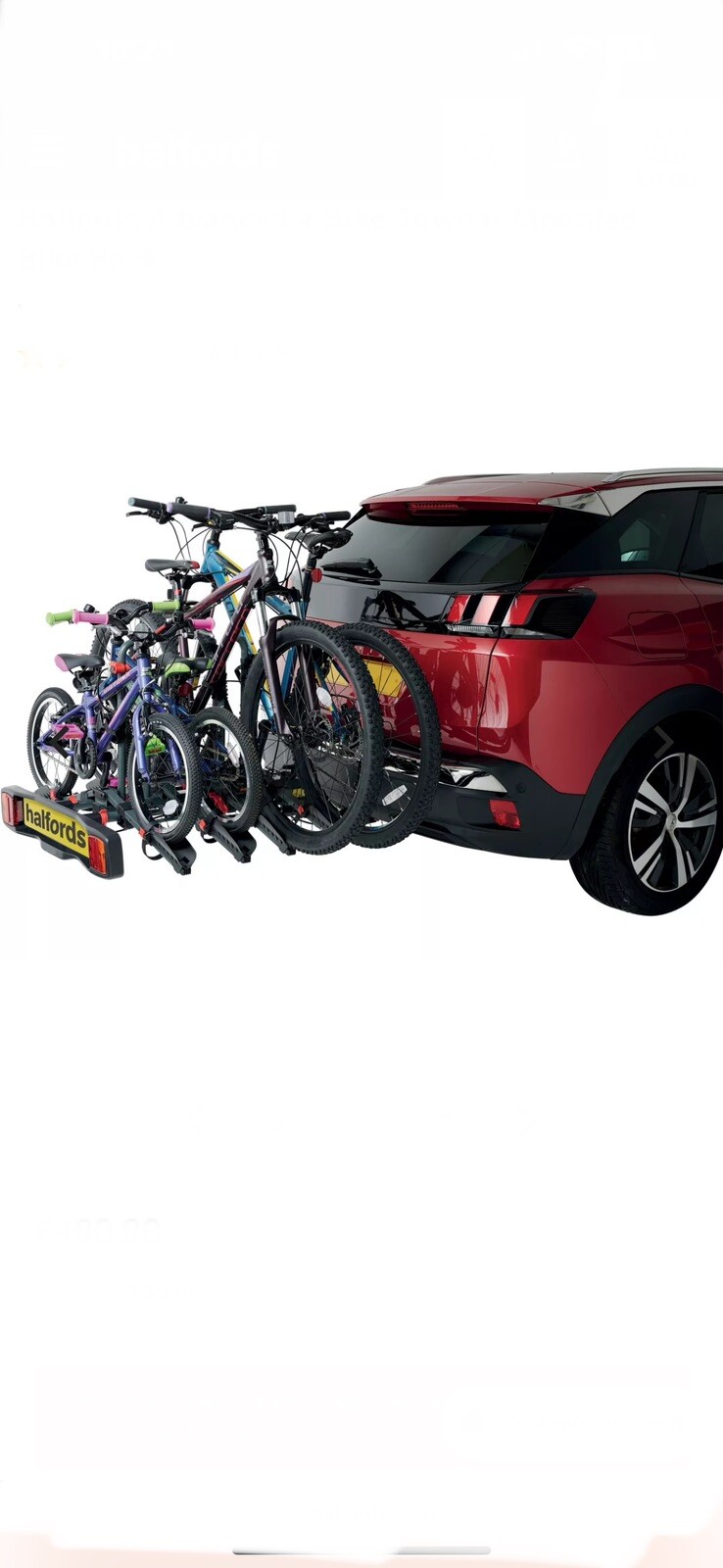 Halfords Advanced 4 Bike Towbar Mounted Bike Rack for sale online | eBay