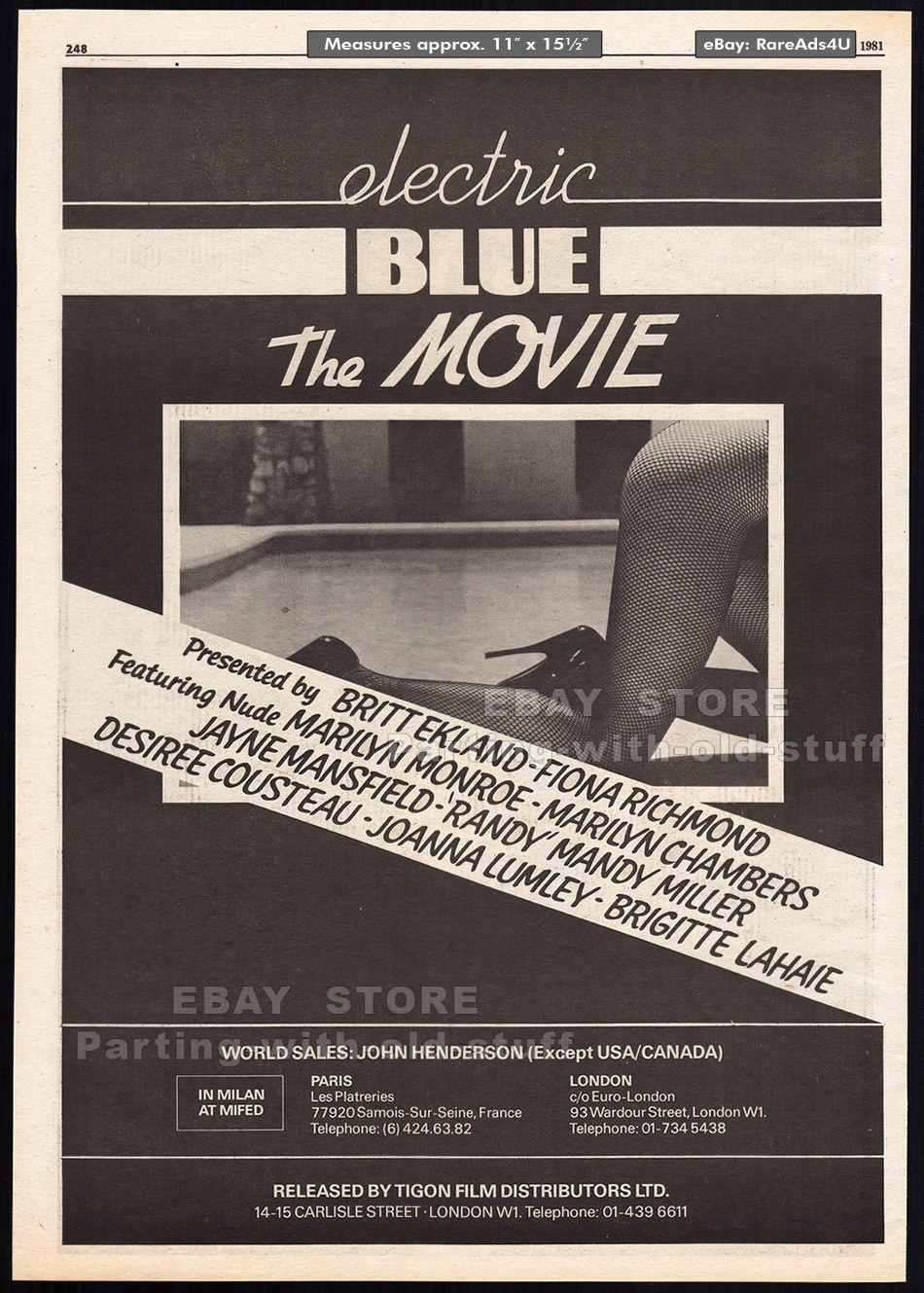 ELECTRIC BLUE: THE MOVIE__Original 1981 Trade AD promo / poster__BRITT ...