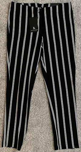 New Jules & Leopold Women's S Pull On Black White Striped Slim Leg ...