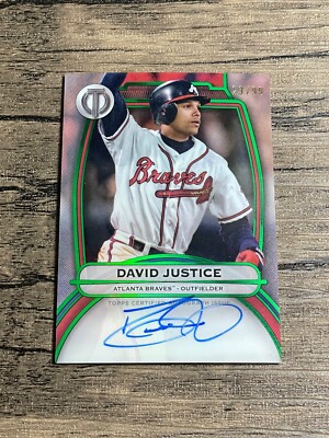 2025 Topps Tribute David Justice Green Tribute Auto Jsy # 23/99 Braves ...