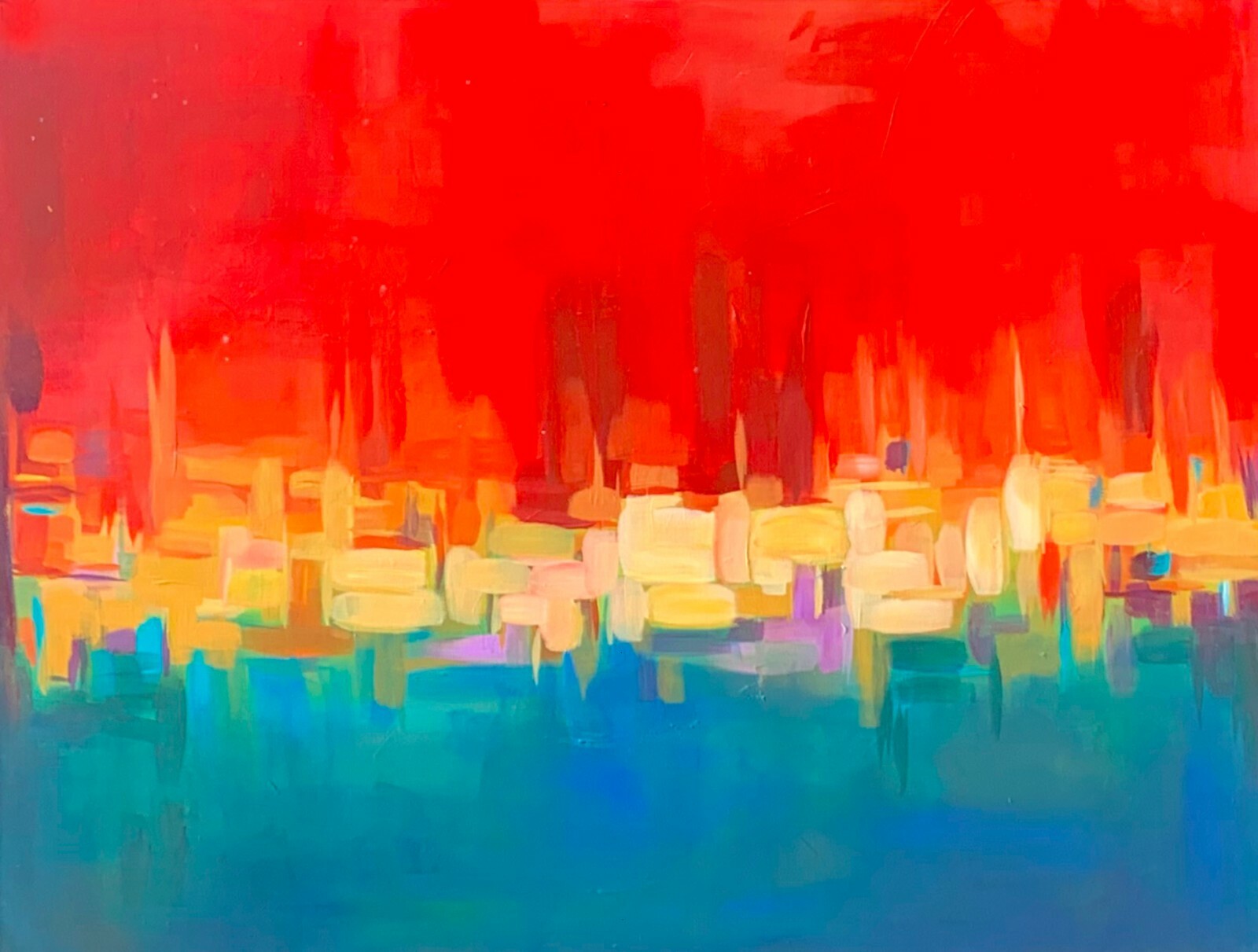 Large Abstract Red Acrylic Art Painting Home Decor 36x48 Artwork CA ...