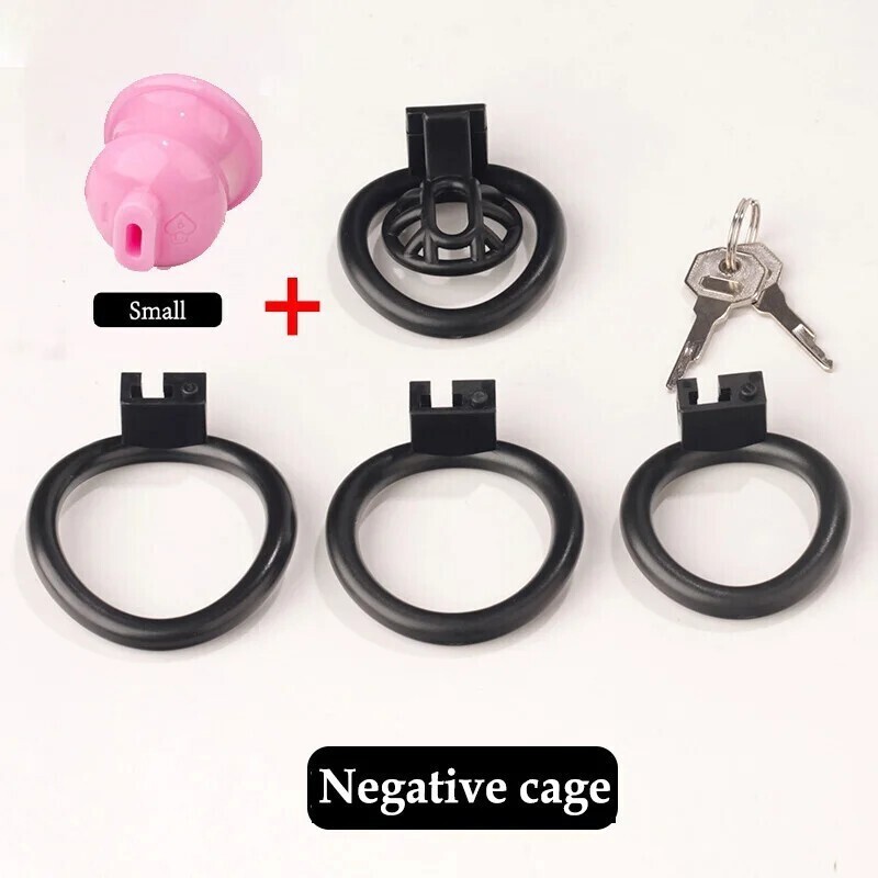 Hot Positive/negative Chastity Cage Lock with 4 Rings Sissy Inverted ...