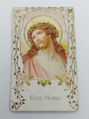 Jesus Christ - Ecce Homo Holy card, vintage Catholic card 1938. Croatia ...