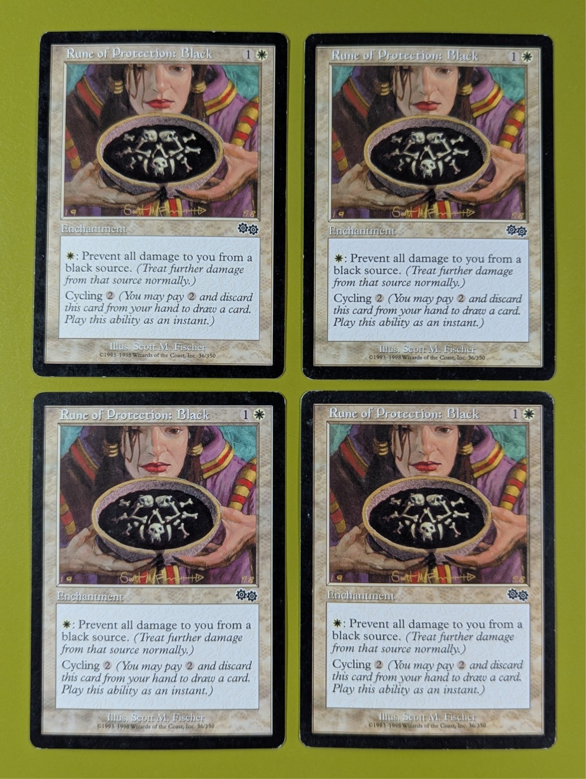 Rune of Protection: Black x4 Urza's Saga 4x Playset Magic the Gathering ...