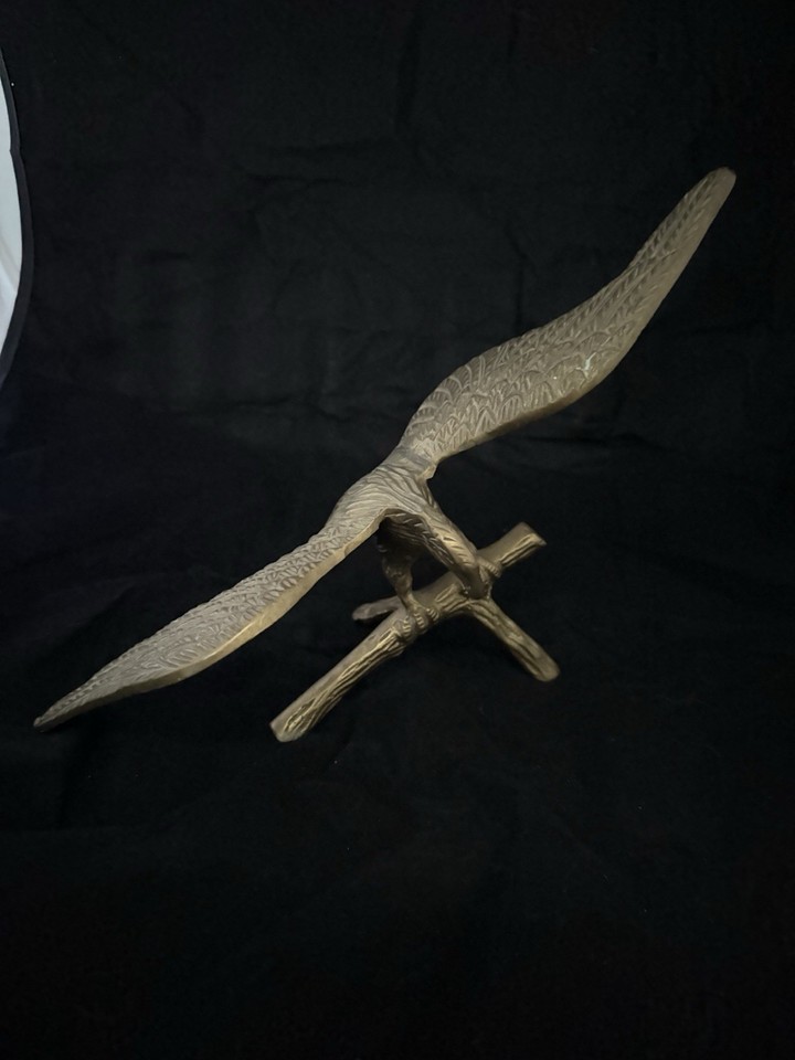 Vintage Brass Eagle Figurine Lot – Large Soaring Eagle & Small Swooping ...