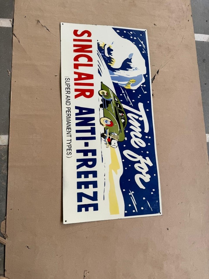 PORCELAIN SINCLAIR ENAMEL SIGN 42X20 INCHES DOUBLE SIDED | eBay