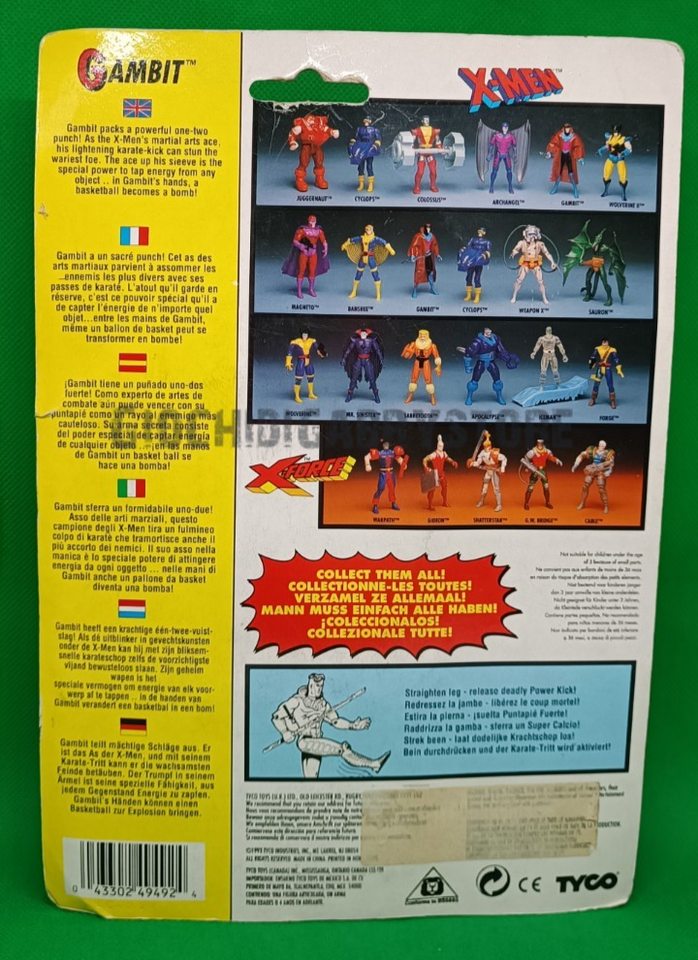 MARVEL COMICS - X-MEN - GAMBIT POWER KICK ACTION - TYCO 1993 - SEALED ...
