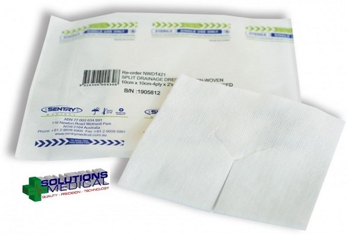 Split Drain Dressing 10cm X 10cm Non Woven Swab 4ply X 2 Pieces/ Packet ...