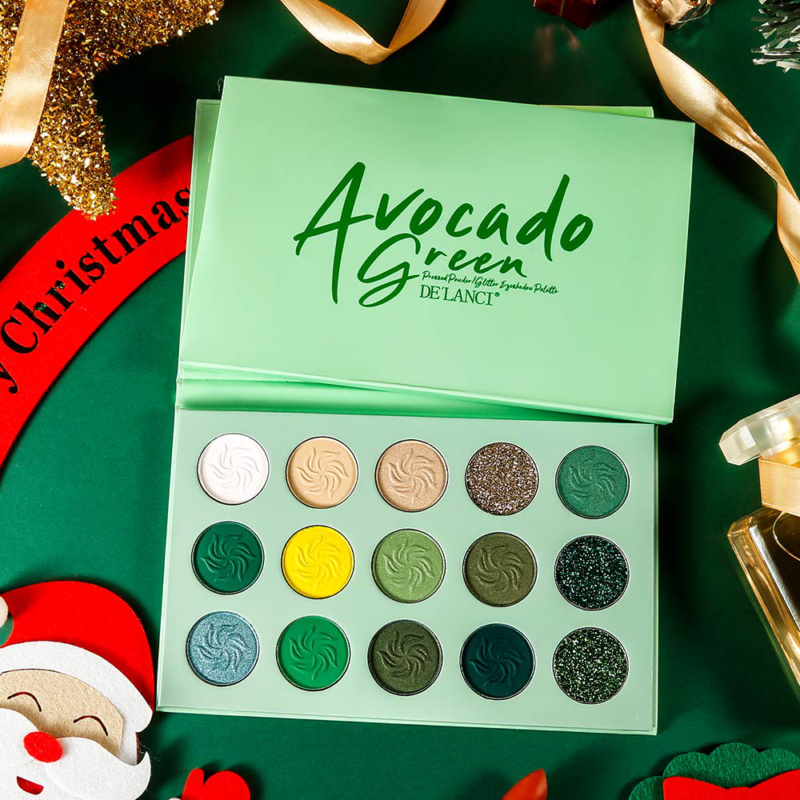 Avocado Green Eyeshadow Palette DE'LANCI 15 Color Bright Eye Shadow ...