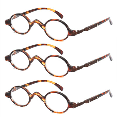 3 Pair Vintage Small Round Reading Glasses Retro Readers 1.0 1.5 2.0 2. ...