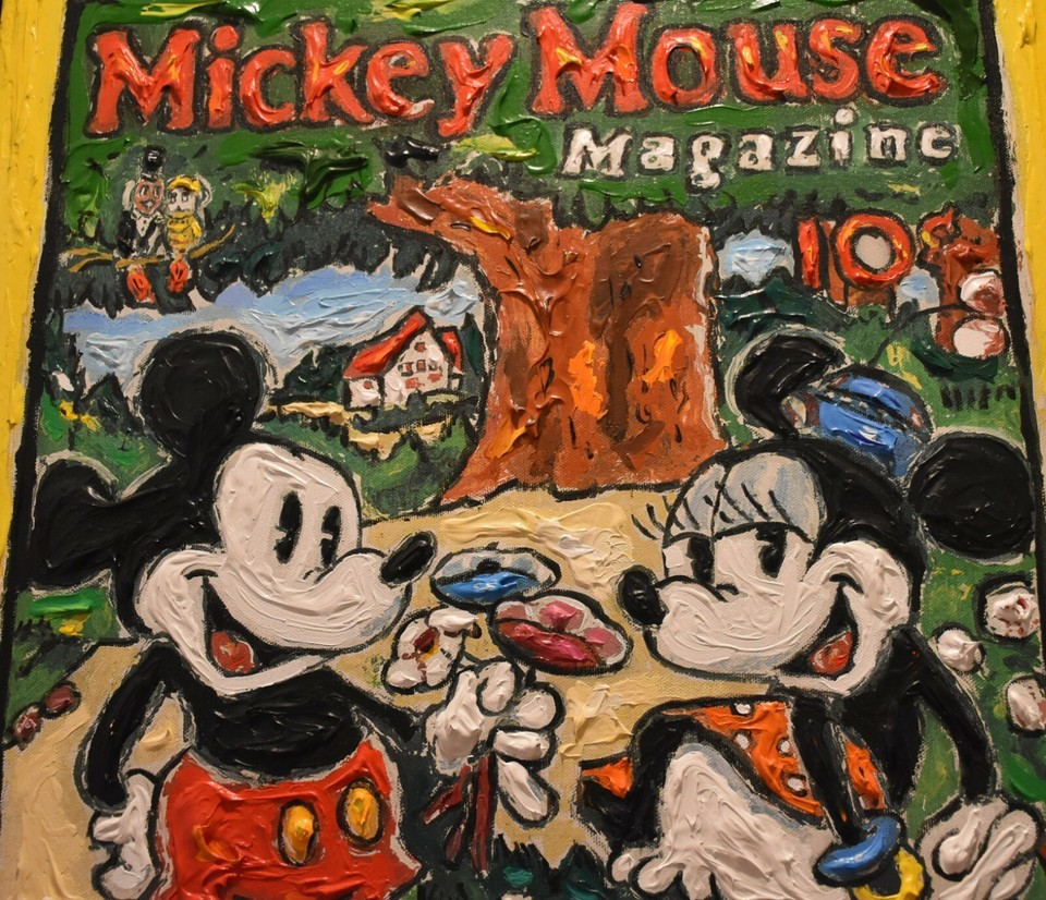 MICKEY AND MINNIE IN LOVE, Leslie Lew - Acrylic Sculpted Monotype ...